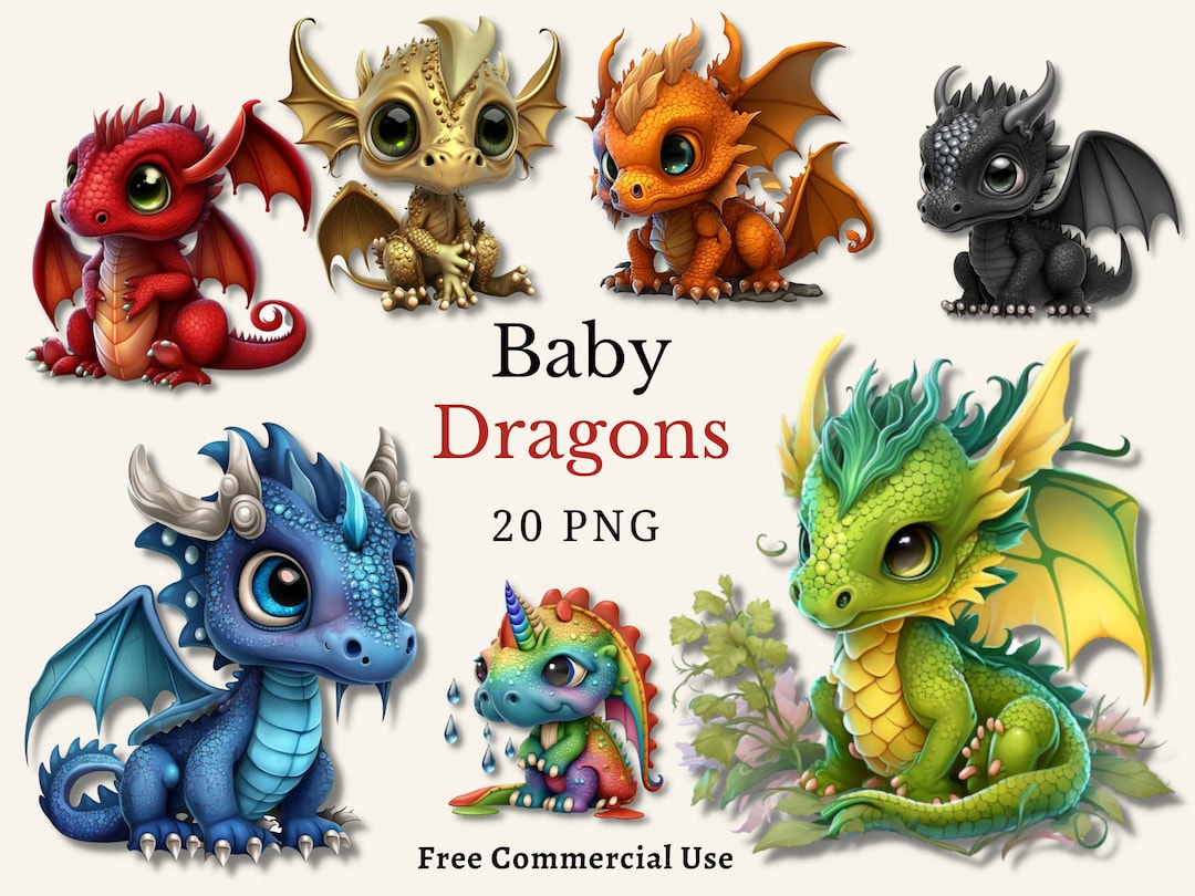 Cute Baby Dragon Clipart, Fantasy Art PNG (digital Download) - Etsy