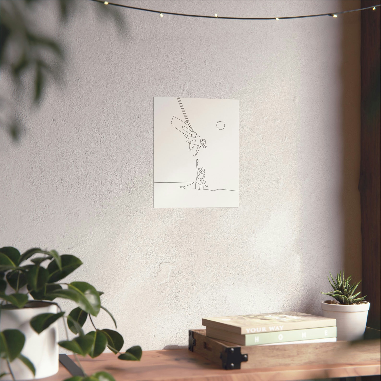 Kitesurf Poster Kitesurf Couple Line Art | Kite Surf Picture ...