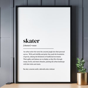 Skater Poster | Skater Definition | Skater Gift | Skateboarding | Gifts ...
