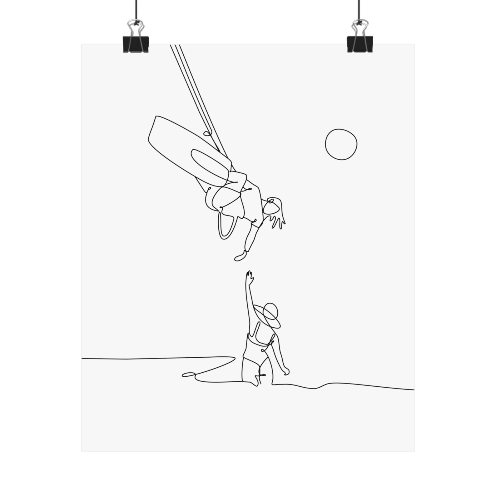 Kitesurf Poster Kitesurf Couple Line Art | Kite Surf Picture ...