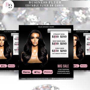 DIY Wig Special, Pricelist, Ready to Wear Wig Flyer, Editable on Canva ...