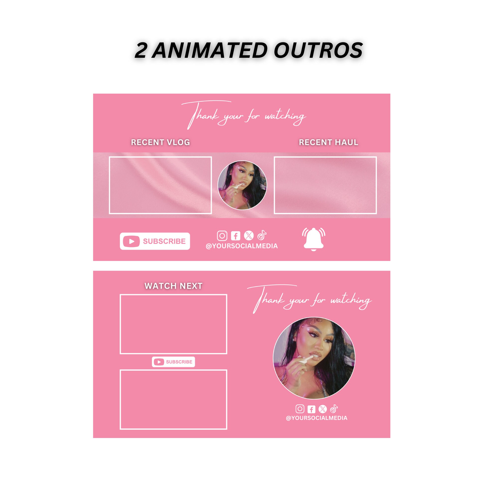 Youtube Branding Kit, Pink and White Girly Design, Editable on Canva ...