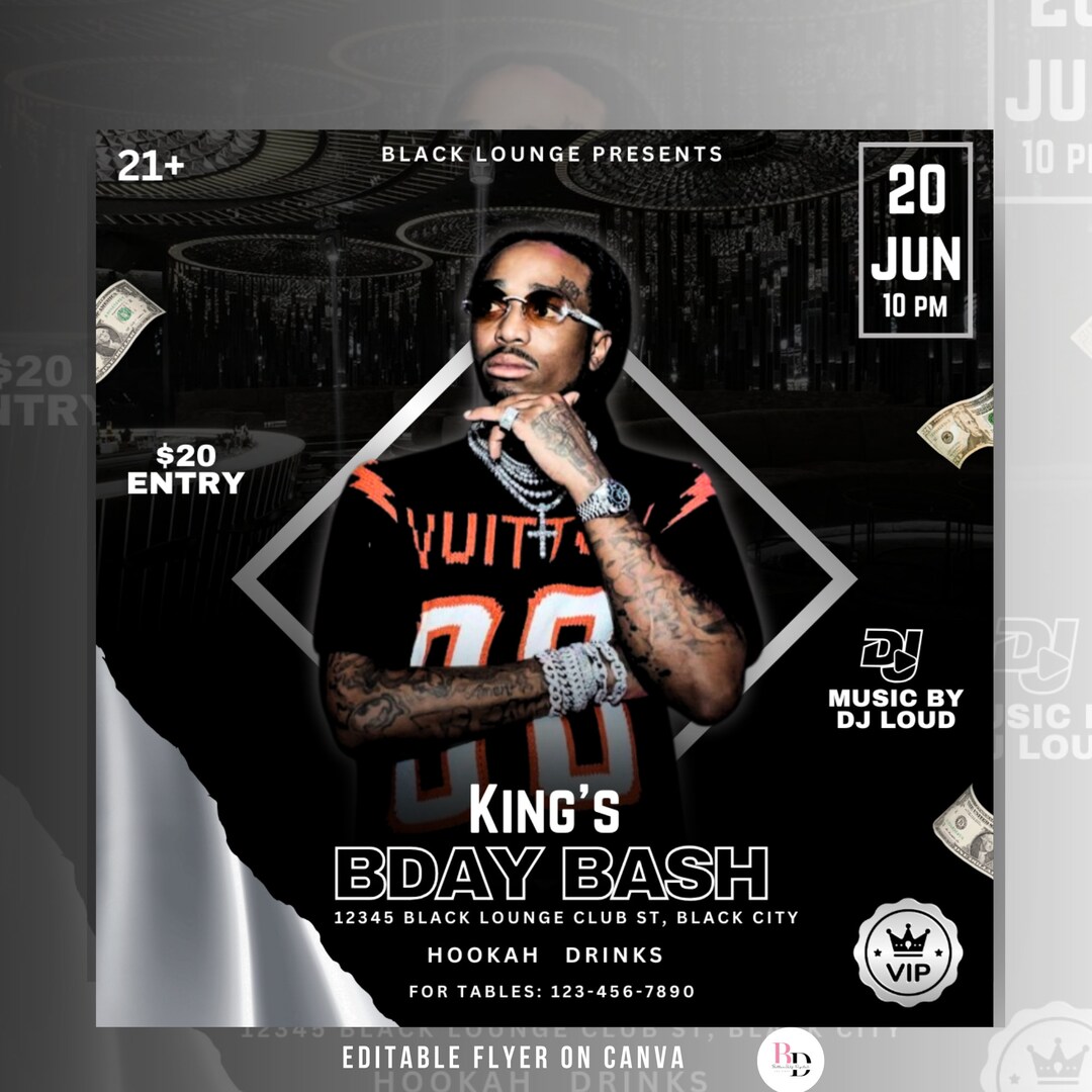 Male Birthday Flyer Invitation, Editable on Canva, Premade Party Flyer ...