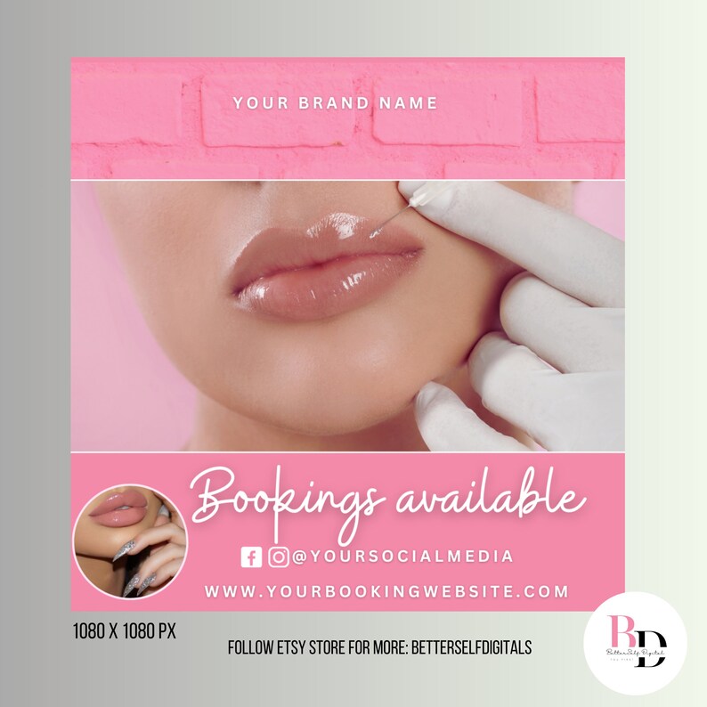 DIY Lip Fillers Premade Flyer, Editable on Canva, Pink Girly Design ...