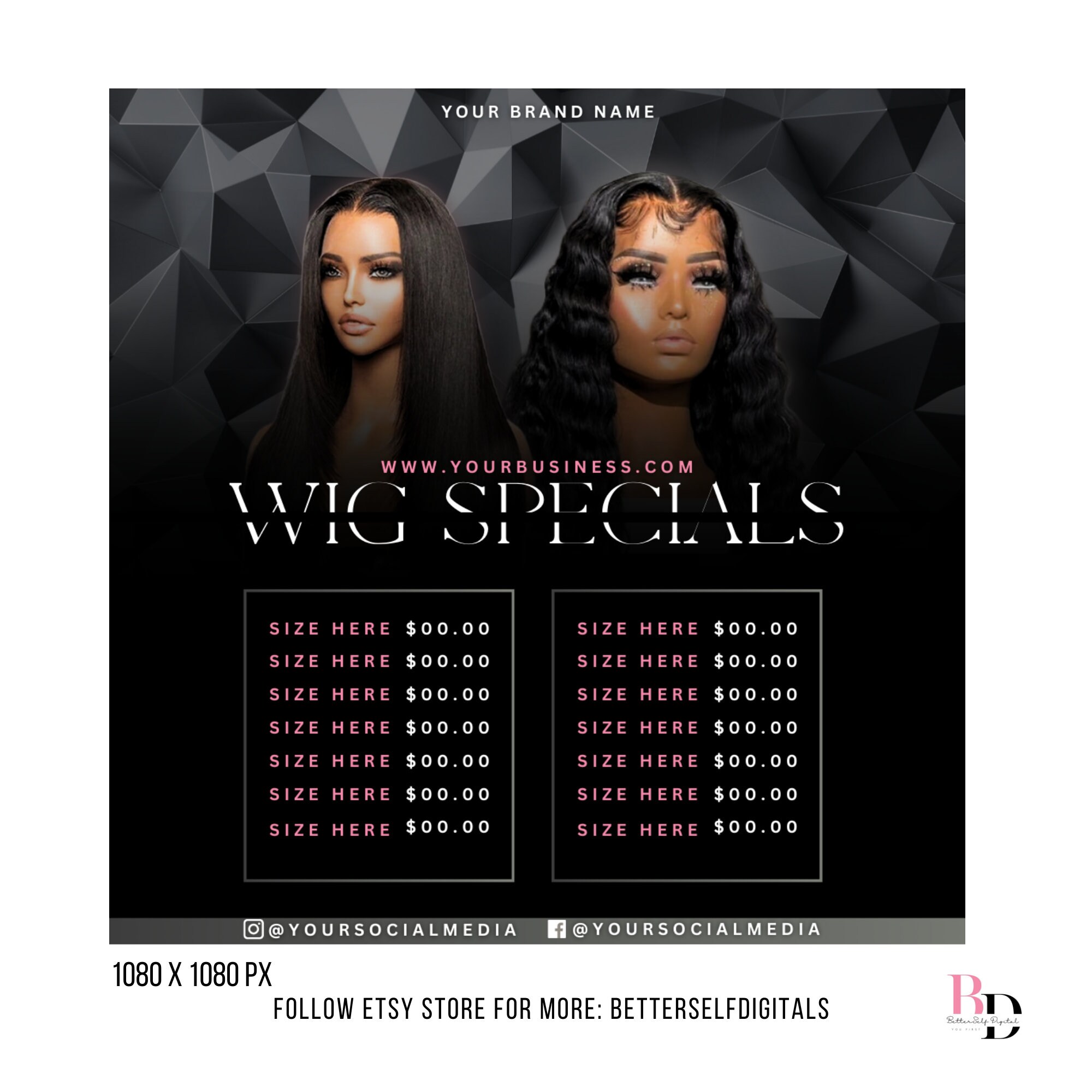 DIY Ready to Wear Wig Flyer for Business, Wig Specials Flyer, Social ...