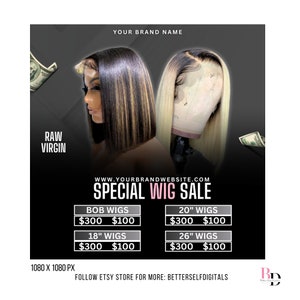 DIY Ready to Wear Wig Flyer, Sale, Social Media Post, Editable on Canva ...