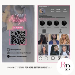 DIY Instagram Business QR Code Cards for Hairstylist, Hair Seller, Hair ...