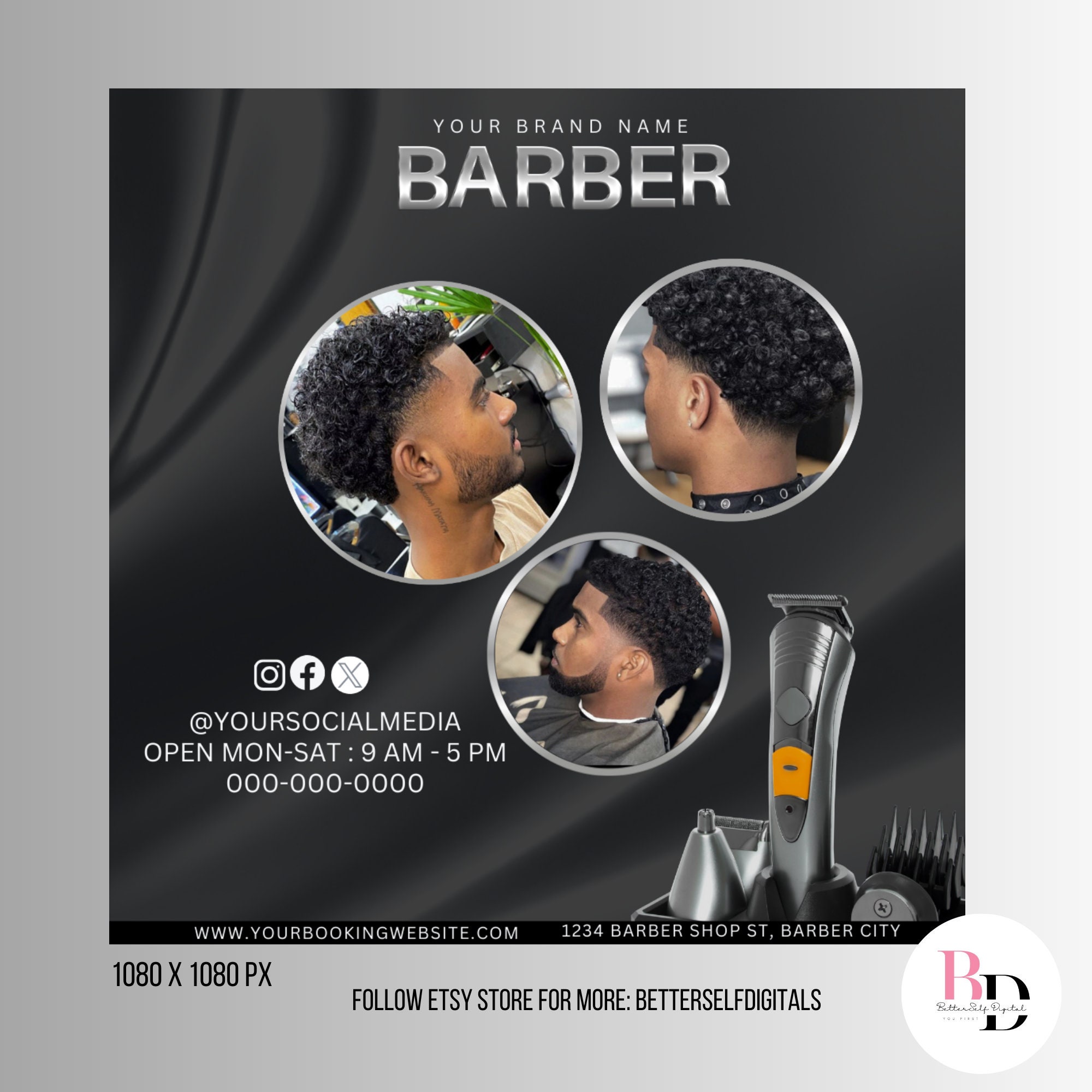 DIY Barber Shop Booking Flyer, Book Now, Bookings Available, Editable ...