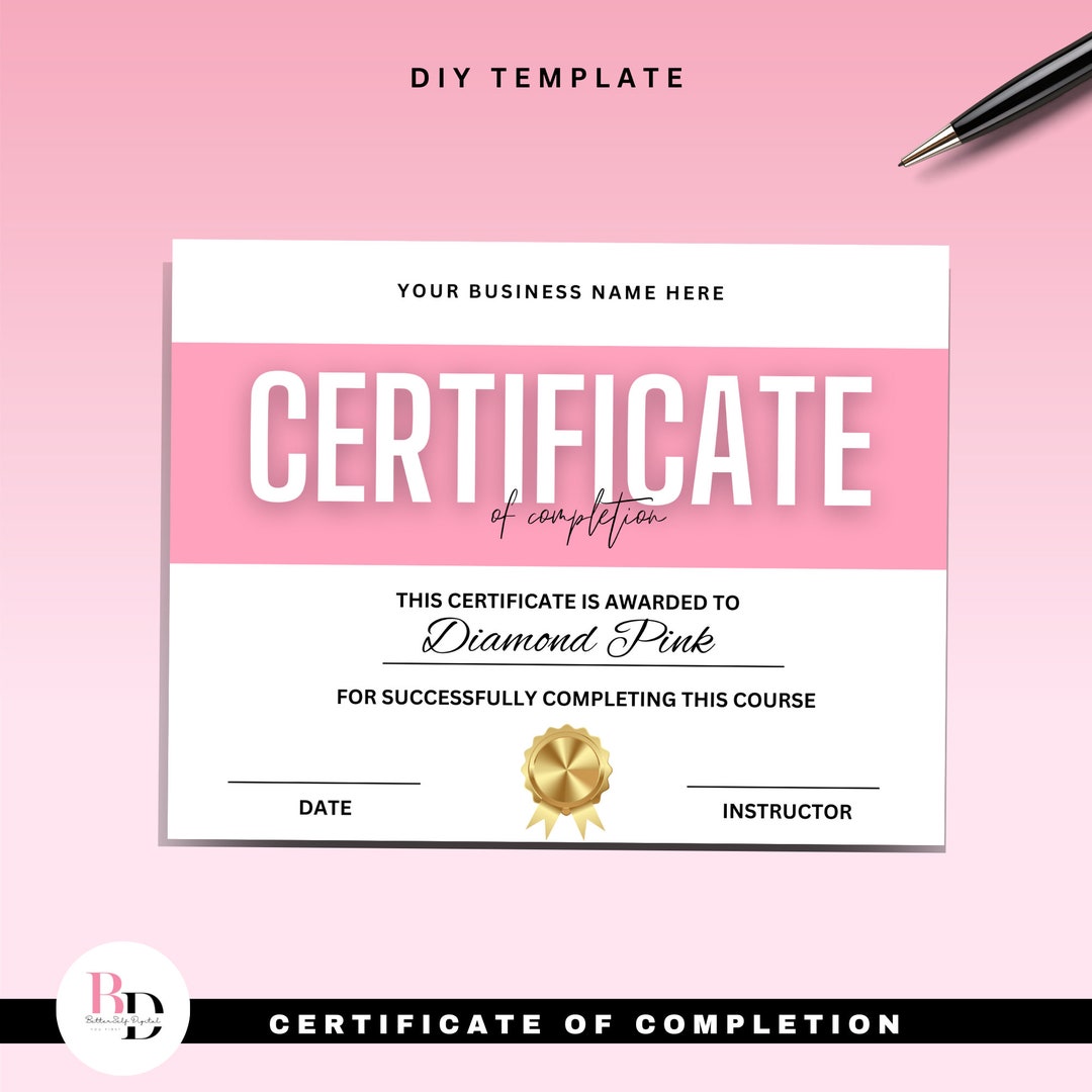 DIY Certificate of Completion Template, Reward, Masterclass, Lashes ...