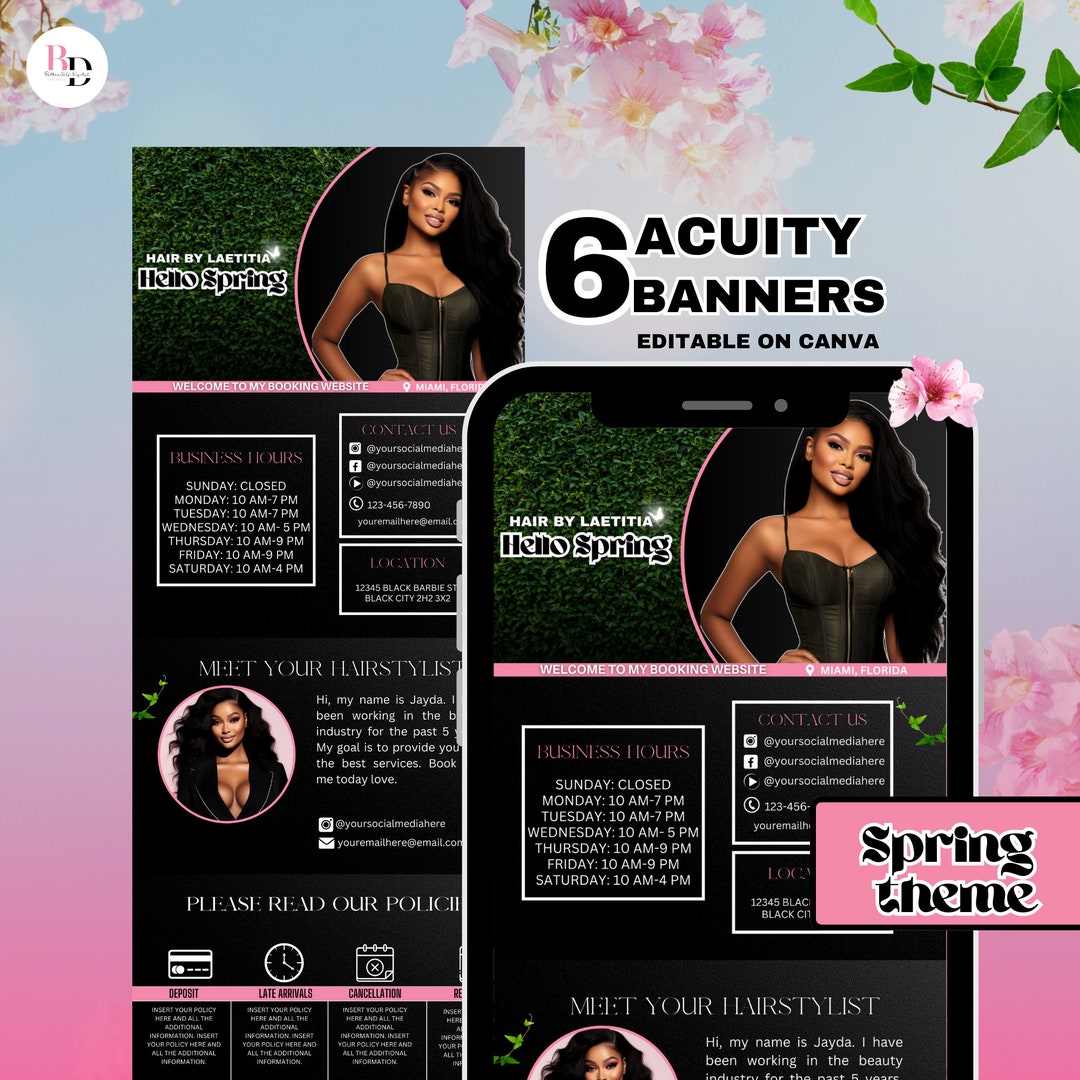 Spring Theme Acuity Scheduling Template, Hairstylist, March Bookings ...