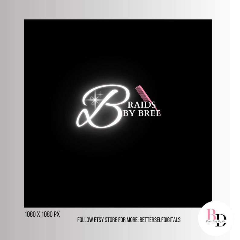 Set of 3 Premade White and Pink Logos for Braiders, Braids Logo Design ...