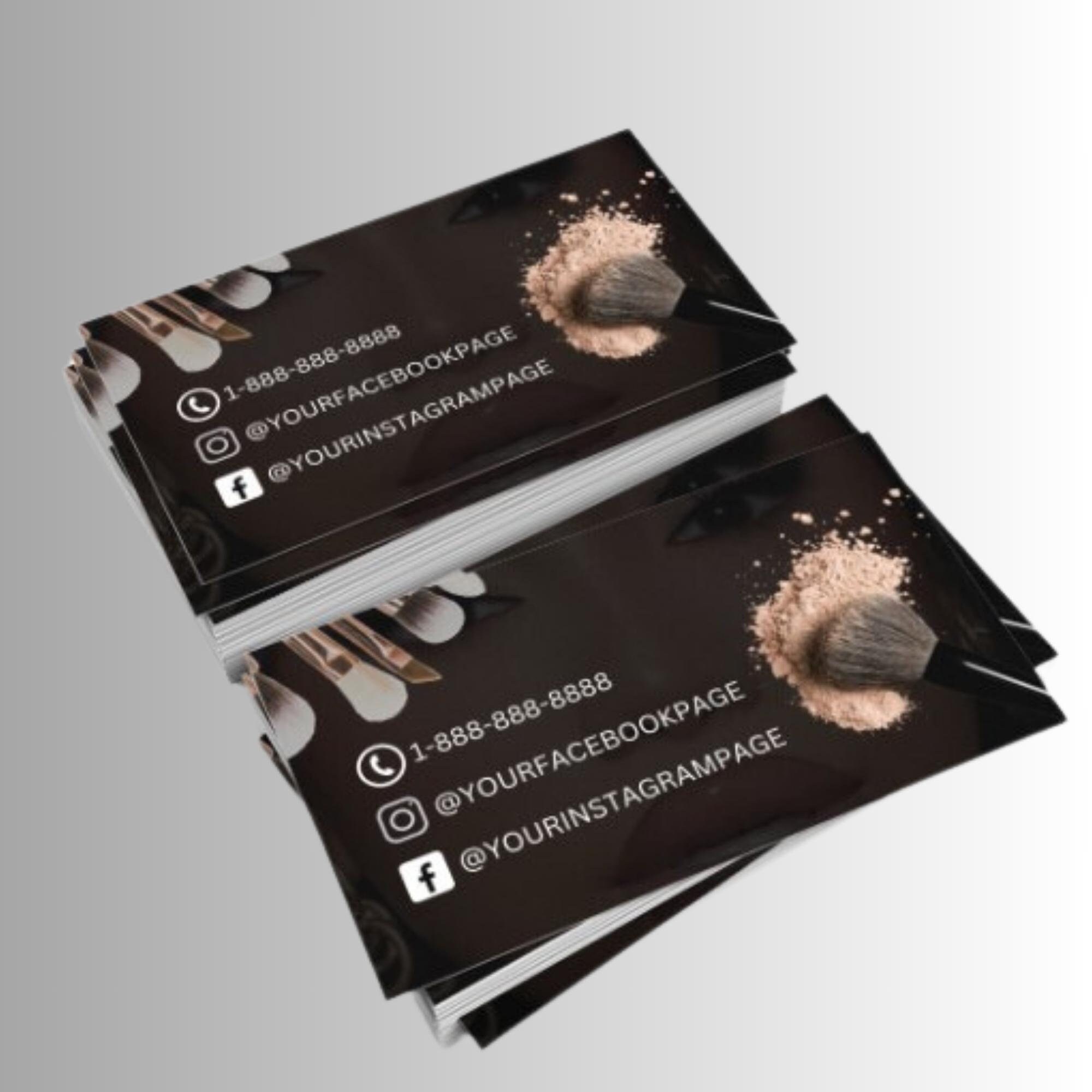 DIY Makeup Artist Business Cards With QR Code, Editable Black and Brown ...