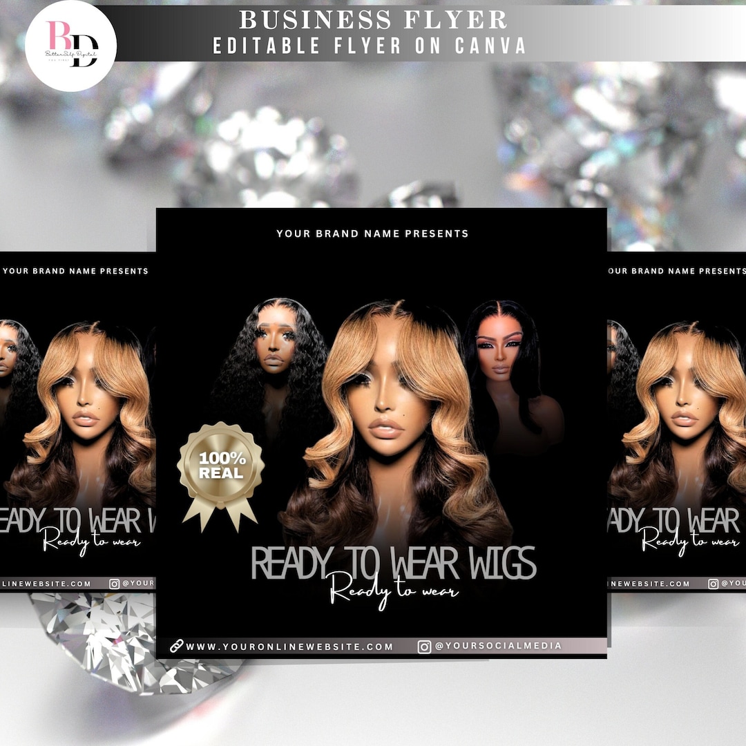 DIY Ready to Wear Wig Flyer for Business, Social Media Post, Editable ...