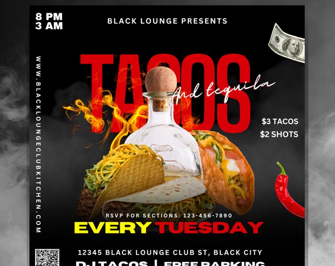 Taco Tuesday Flyer, Editable Taco Tuesday Flyer, Food Business Flyer ...