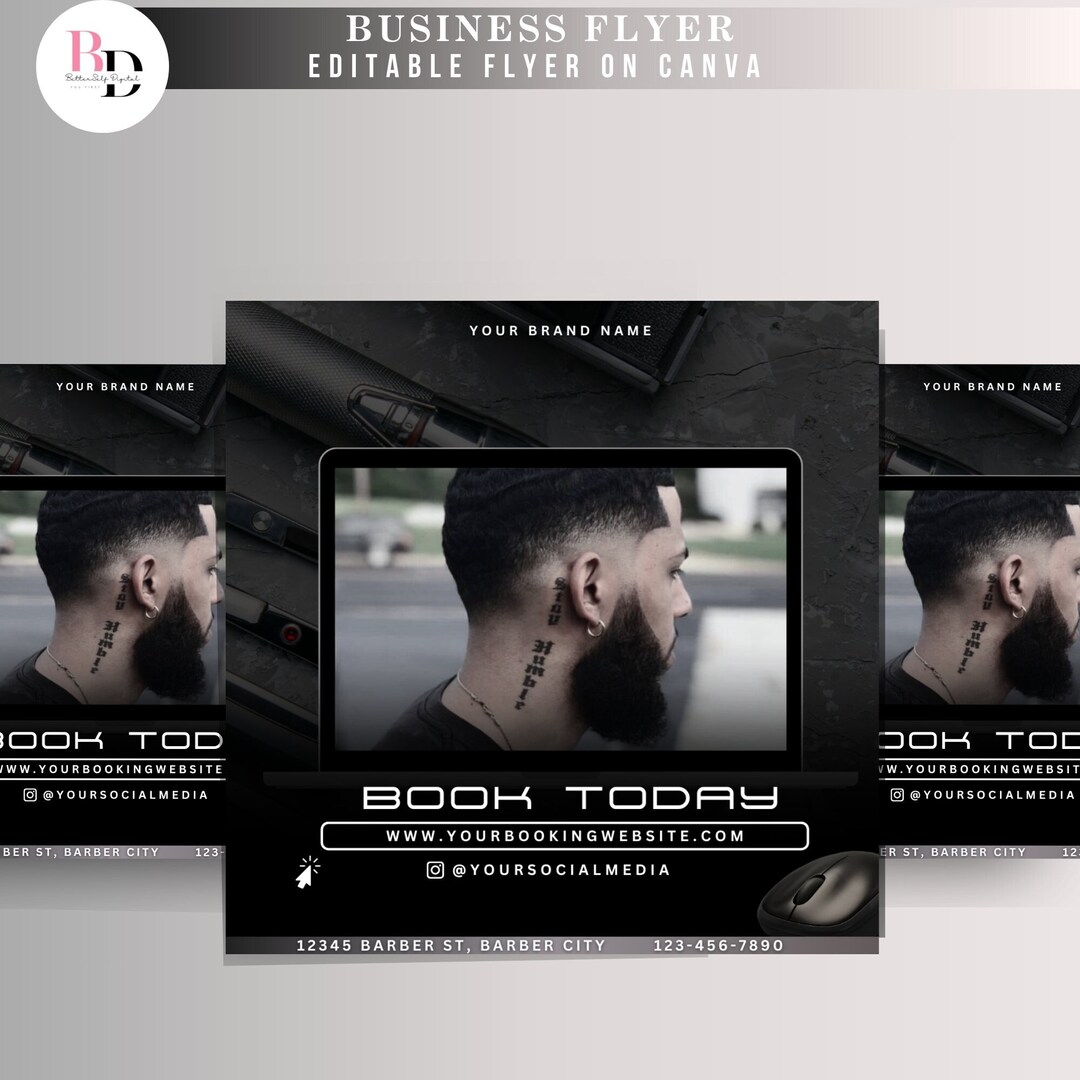 DIY Barber Shop Booking Flyer, Book Now, Bookings Available, Editable ...