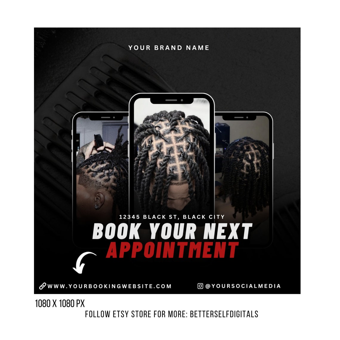 4 Locs and Styles Flyers Bundle, Barbershop, Loc Retwist, Editable on ...