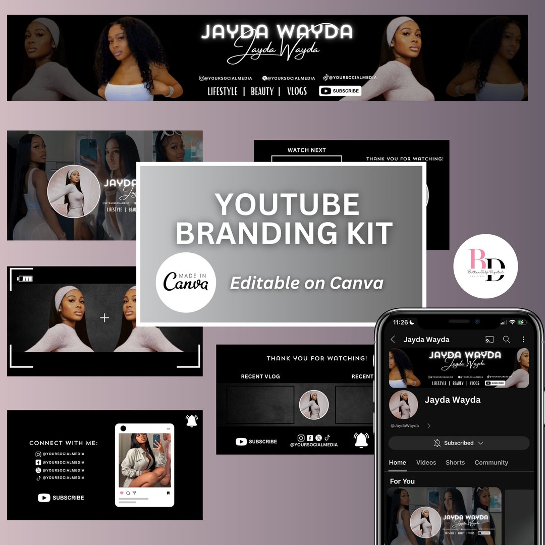 DIY Black and White Youtube Branding Kit, Neutral/minimalist Design ...
