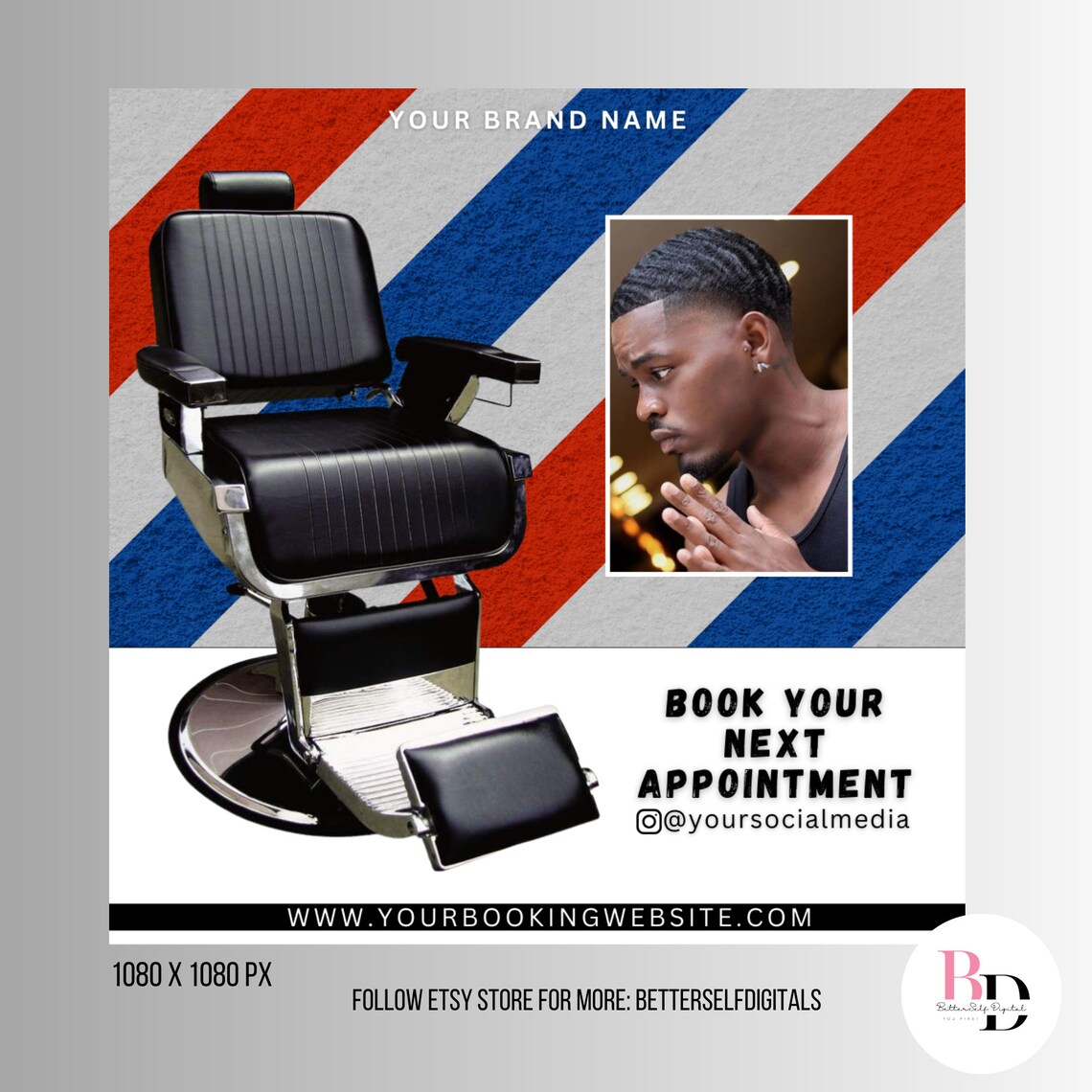 DIY Barber Shop Appointment Available Flyer, Book Now, Red - Blue ...