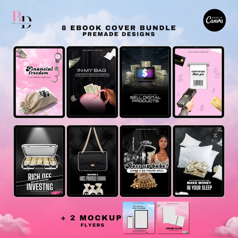 8 Ebook Cover Bundle, Cover Design Template, Mockup Ebook Flyers ...
