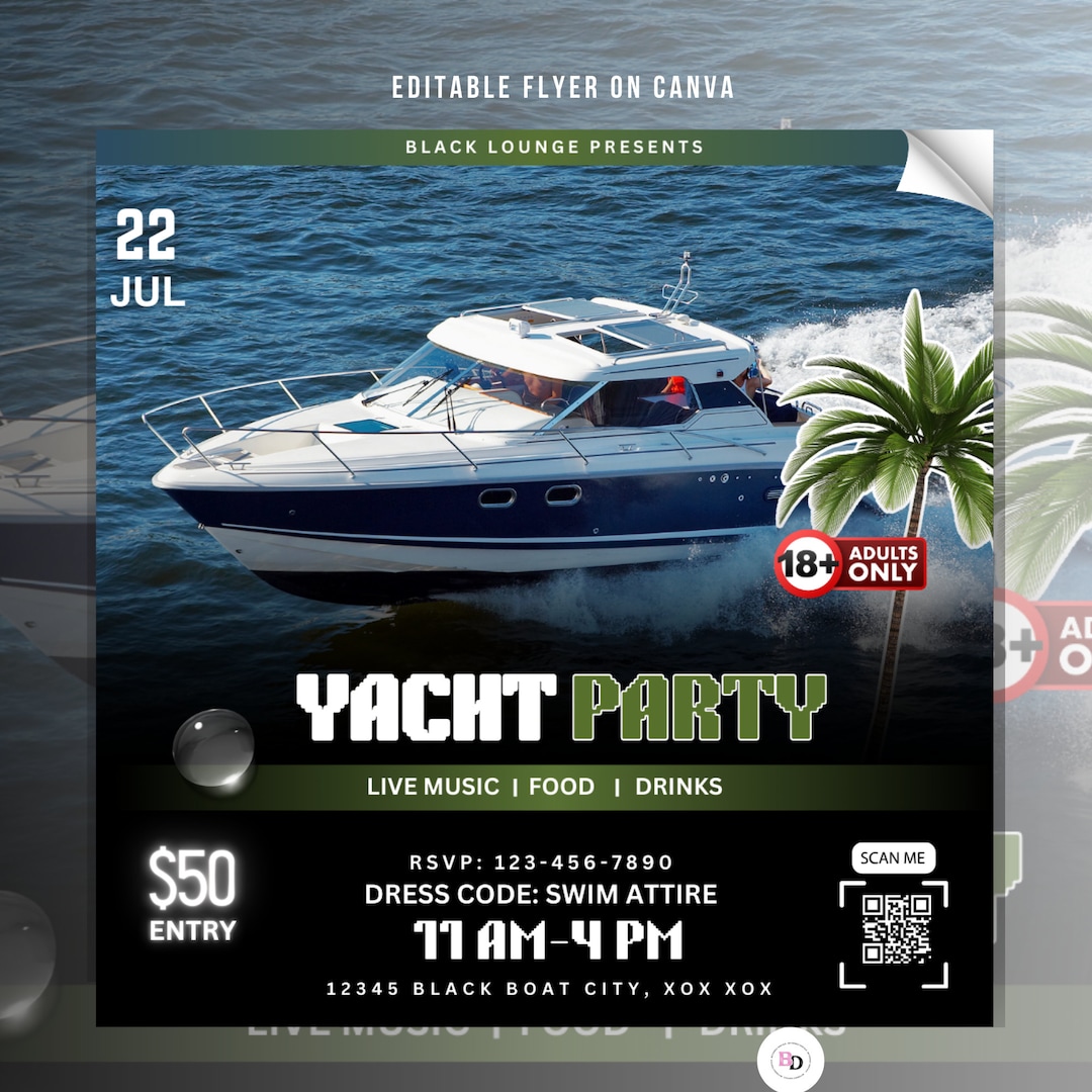 DIY Boat Party Flyer, Yacht Party Invitation Template, Event Flyer ...