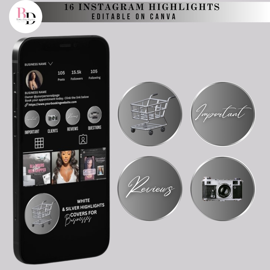 Grey Instagram Highlight Covers for Businesses, With Pictures, Luxury ...