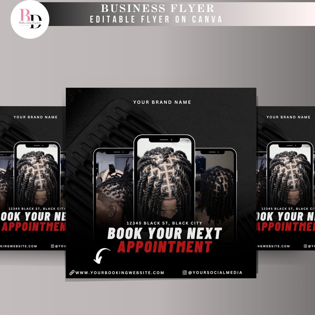 Locs and Styles Flyer, Barbershop, Loc Retwist, Editable on Canva ...