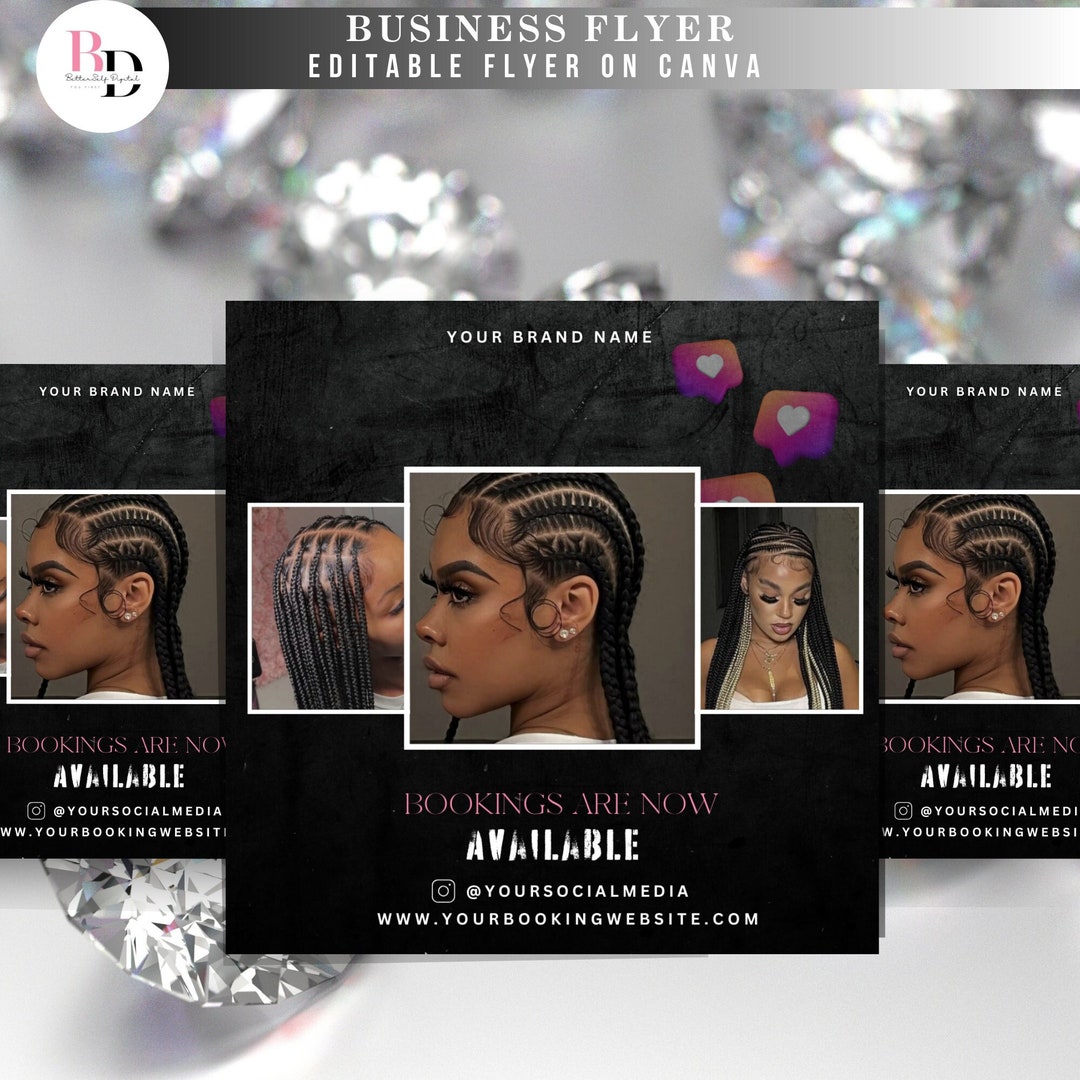 Braider Bookings Available Flyer, Book Now, DIY Template, Editable on ...