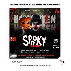 DIY Halloween Party Flyer Template, Editable on Canva, Spooky Szn, Club ...