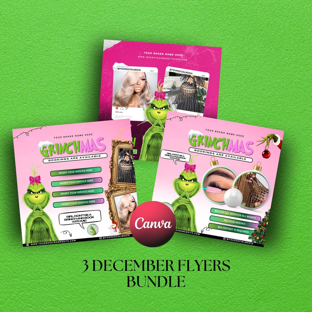3 December Bookings Flyers Bundle, DIY Christmas Books, Editable on ...