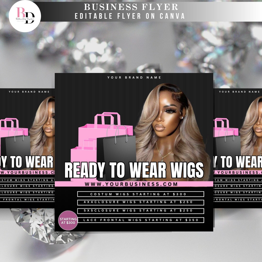 DIY Ready to Wear Wig Flyer for Business, Social Media Post, Editable ...