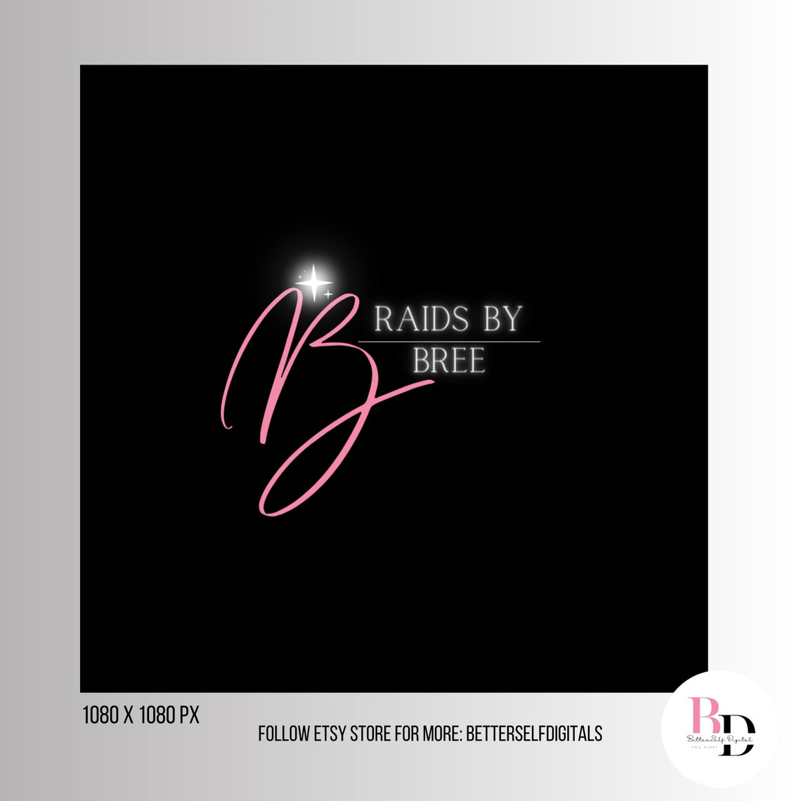 Set of 3 Premade White and Pink Logos for Braiders, Braids Logo Design ...