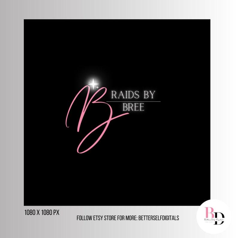 Set of 3 Premade White and Pink Logos for Braiders, Braids Logo Design ...