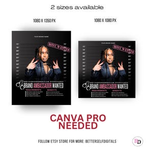 Brand Ambassador Wanted Flyer, Editable on Canva, Premade Template ...