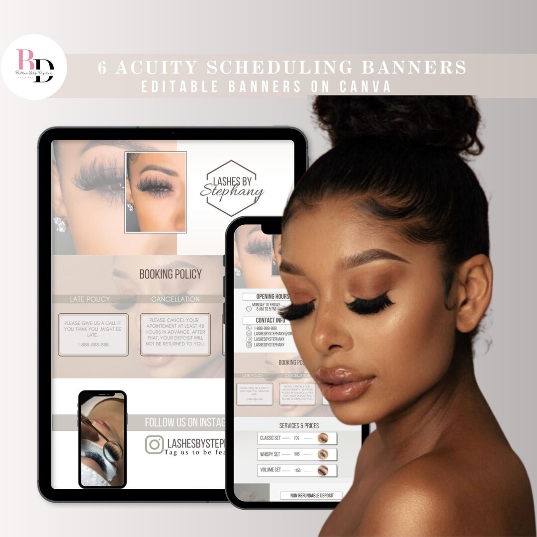 DIY 6 Acuity Lash Tech Website Banners Minimalist Editable - Etsy