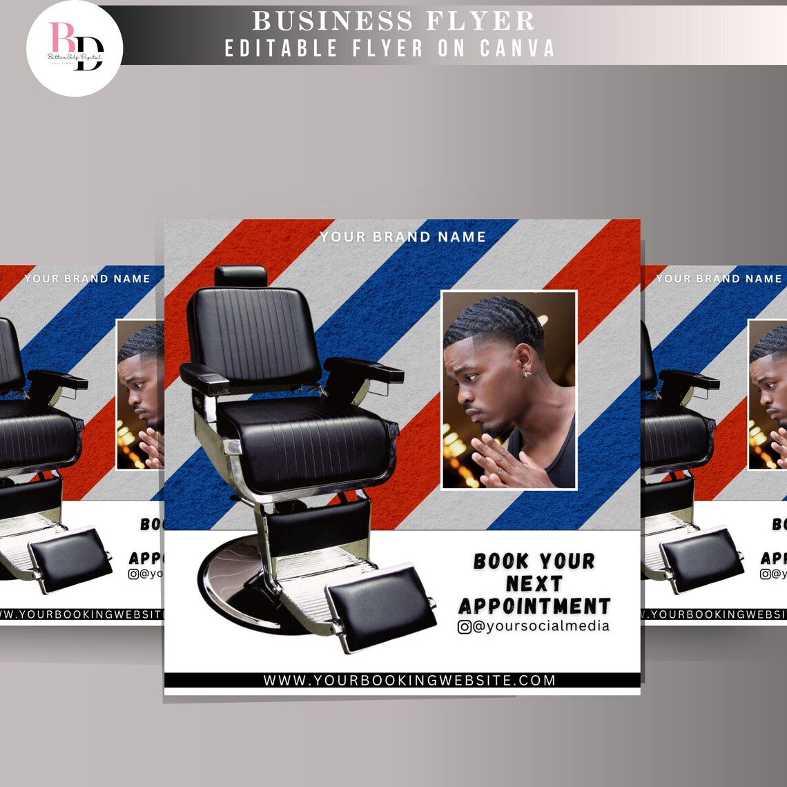 DIY Barber Shop Appointment Available Flyer, Book Now, Red - Blue ...