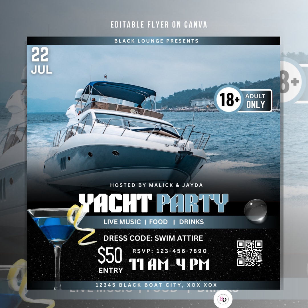 DIY Boat Party Flyer, Yacht Party Invitation Template, Event Flyer ...