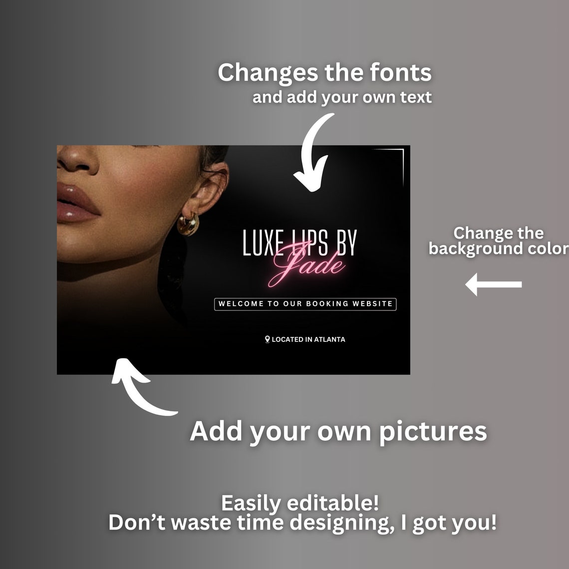 DIY Lip Filler Acuity Scheduling Template, Editable on Canva, Black ...