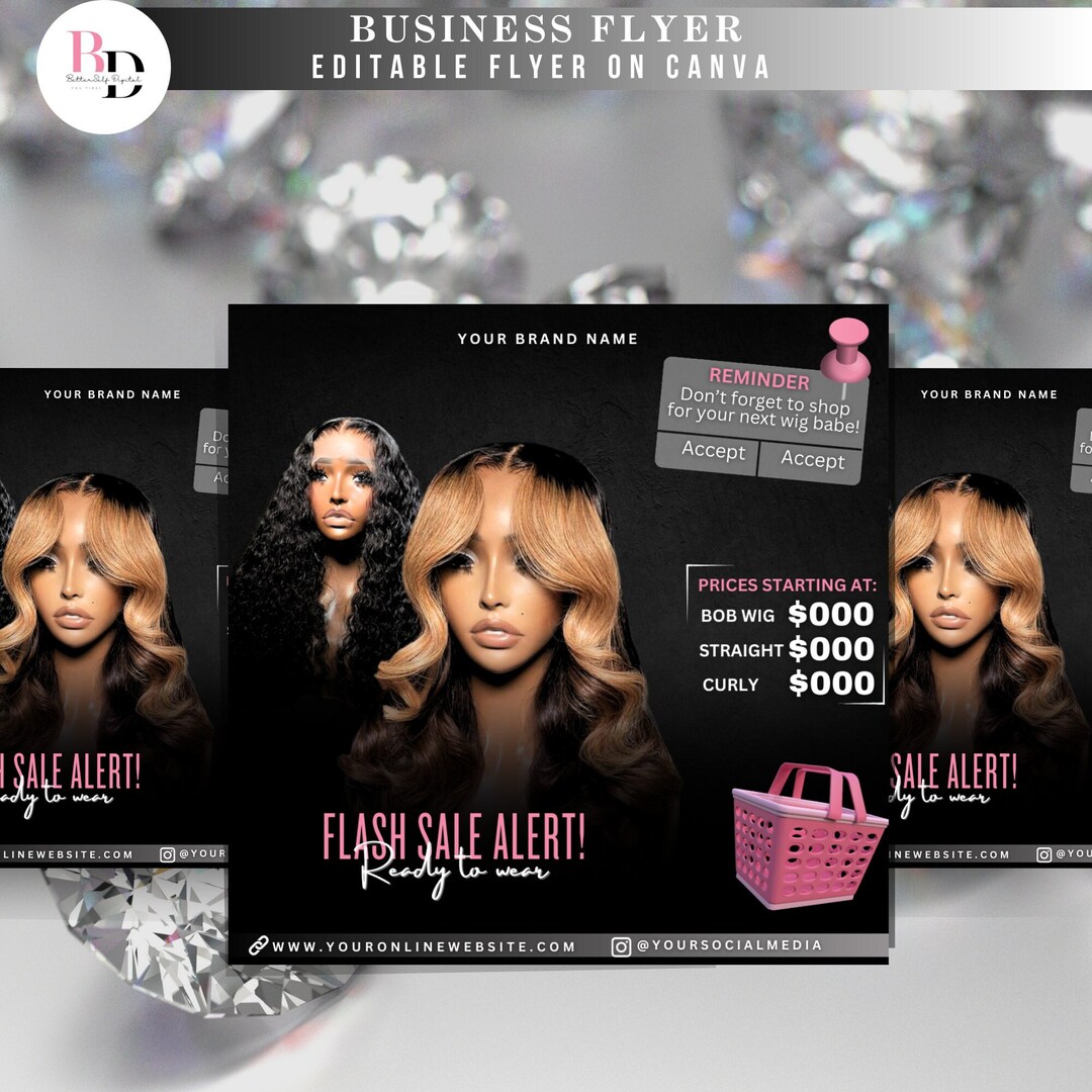 Wig Sale Discount Flyer, Business Flyer, Social Media Post, Editable on ...