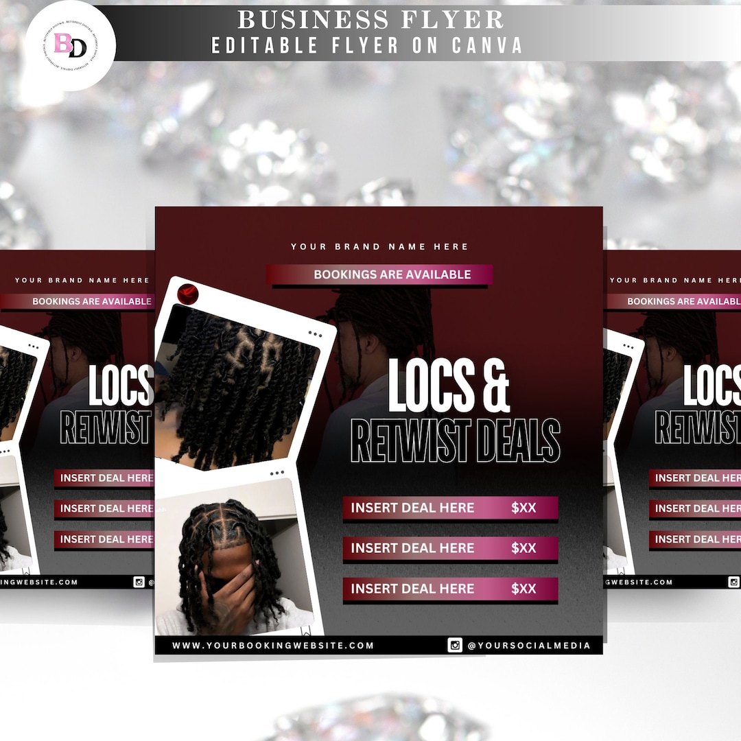 DIY Locs and Retwist Flyer Template, Dreadlocks, Retwist, Locs and ...