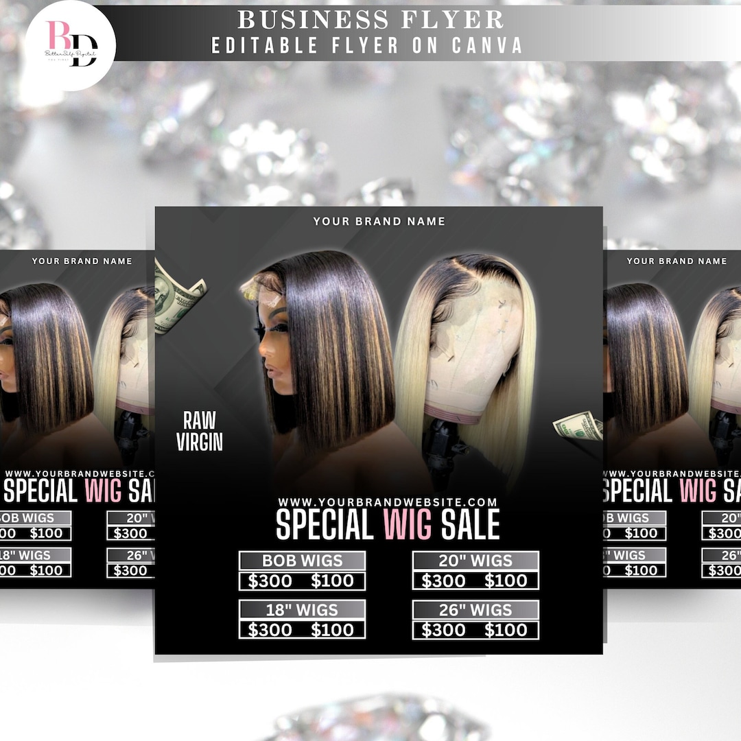 DIY Ready to Wear Wig Flyer, Sale, Social Media Post, Editable on Canva ...