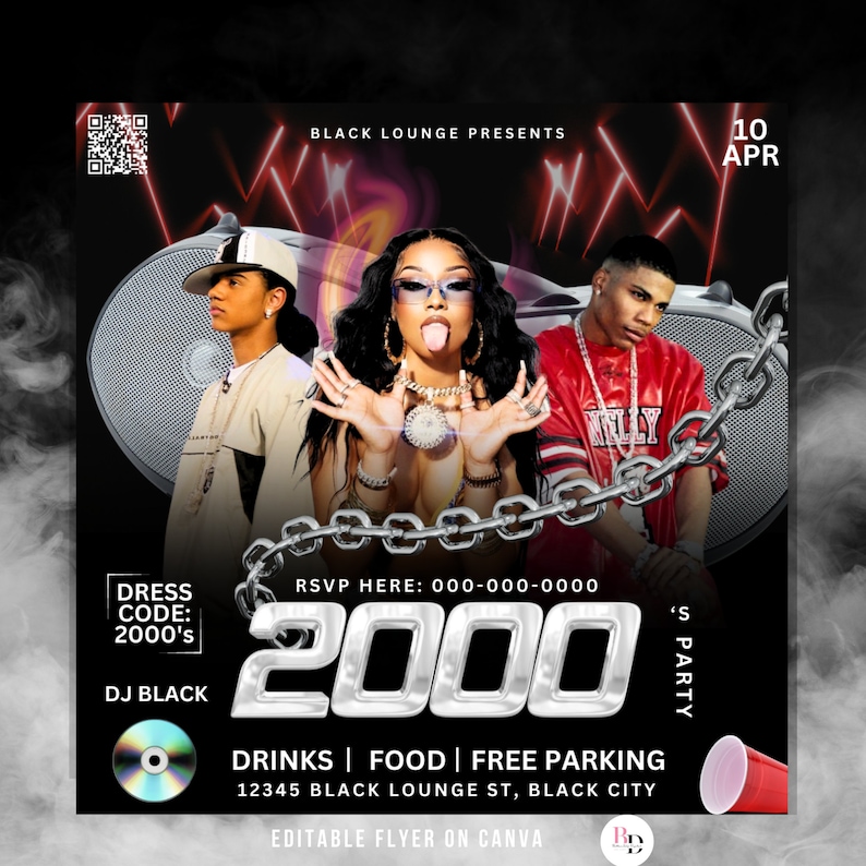 2000's Throwback Party Flyer, Event Club Lounge Invitations, Editable ...