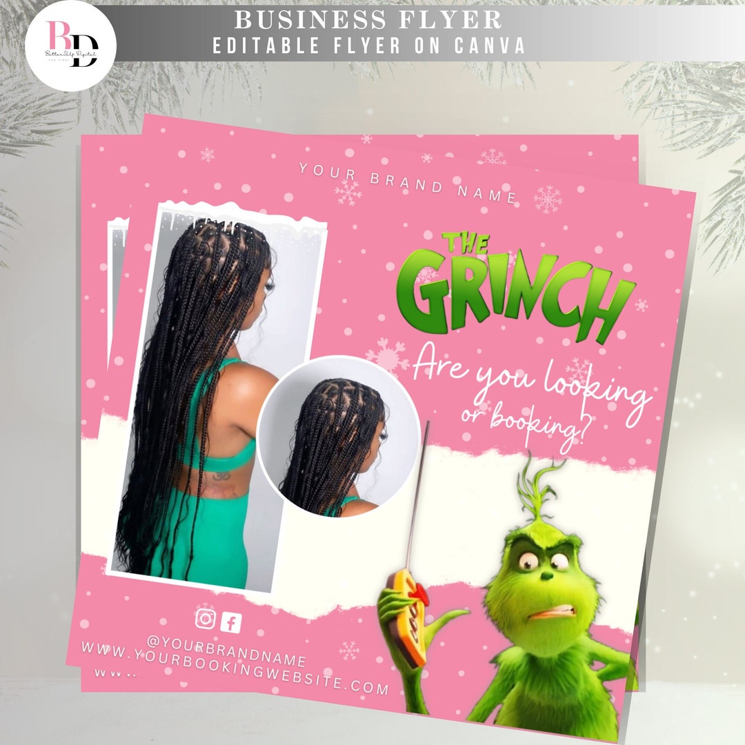 Grinch Holiday Flyer for Braider Instagram/social Media Post - Etsy