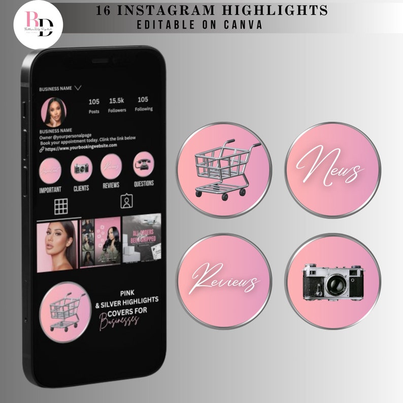 Pink Instagram Highlight Covers for Businesses, With Pictures, Luxury ...