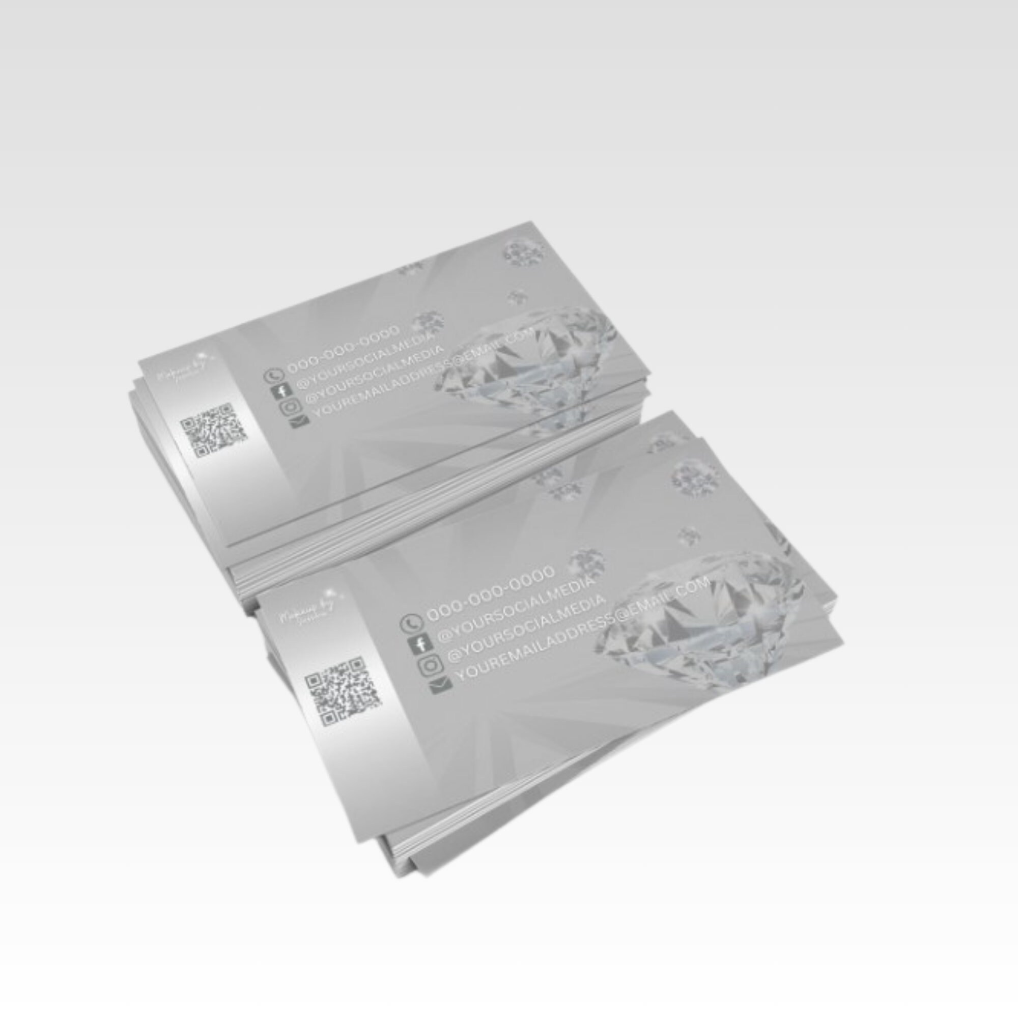 Editable Glam Silver Business Cards With QR Code Canva - Etsy