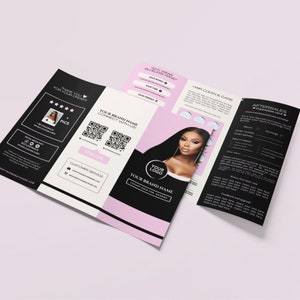 DIY Trifold Brochure Template, Hair Seller, Hairstylist, Printable ...