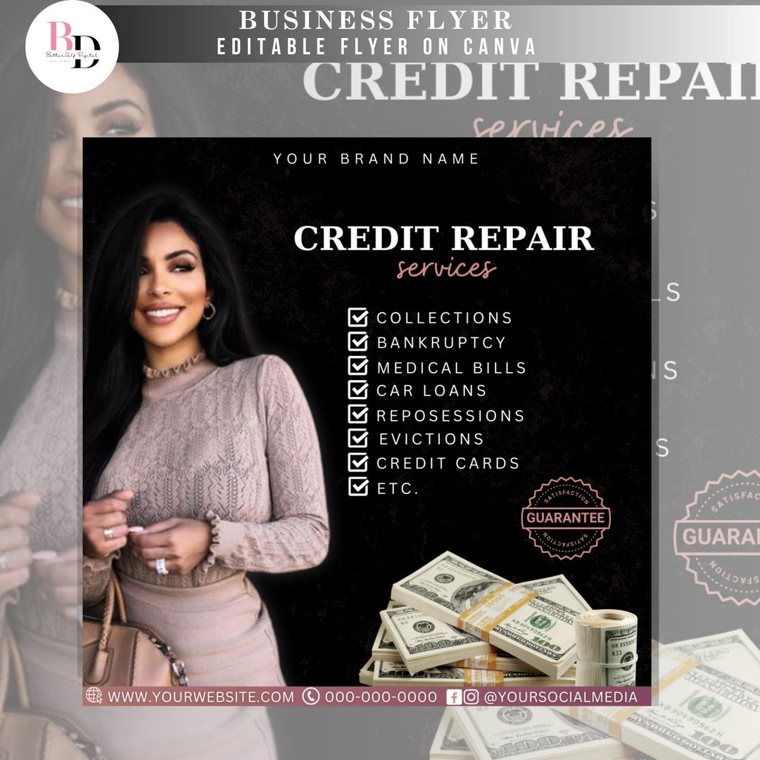DIY Credit Card Repair Services Flyer, Editable Template on Canva ...