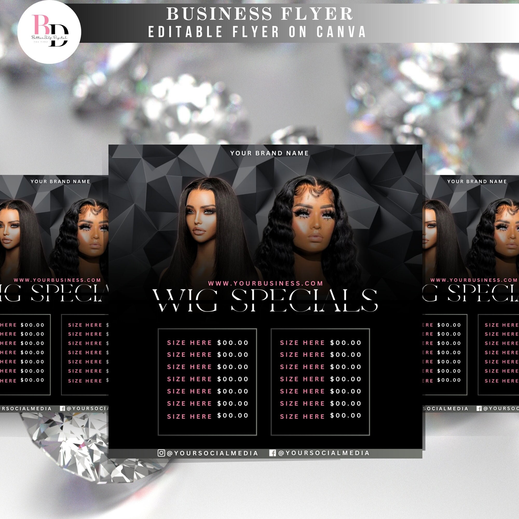 DIY Ready to Wear Wig Flyer for Business, Wig Specials Flyer, Social ...