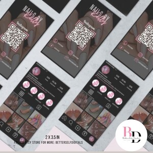 DIY Instagram QR Code Business Cards, Nail Salon, Nail Artist, Editable ...