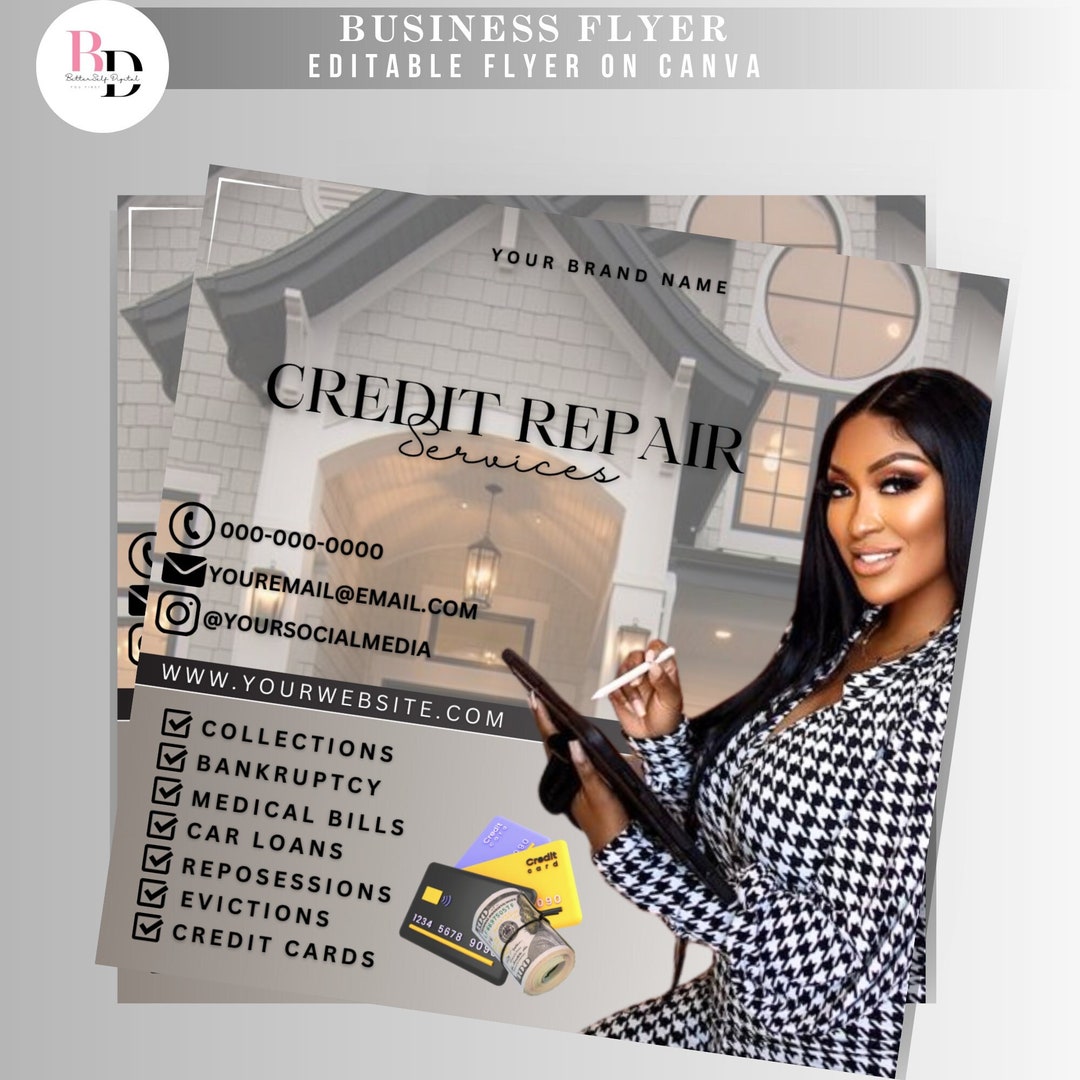 DIY Credit Card Repair Services Flyer, Editable Template on Canva ...