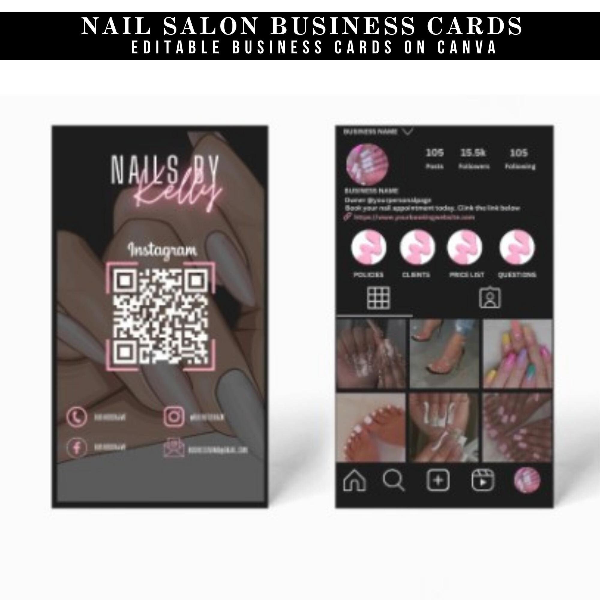 DIY Instagram QR Code Business Cards Nail Salon Nail Artist - Etsy